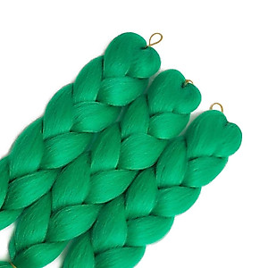 SuCoo Braiding Hair Extensions High Temperature Synthetic Fiber Jumbo Braiding Hair Extensions Crochet Twist Braids with Small Free Gifts 24inch 3pcs/lot(Dark Green)