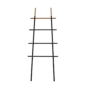 INNOKA Freestanding Towel Ladder Rack, Household Use, Space Saving, No-Scratch Wood, Black