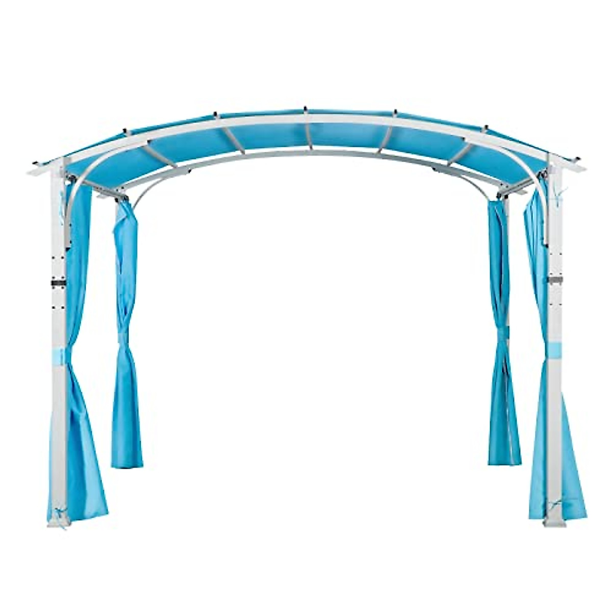 Meetleisure 11’ x 11’ Outdoor Pergola, Pergola Canopy for Patio, Arched Roof Metal Pergola with Full Coverage Sun Shade Canopy & Aqua Blue Sidewalls