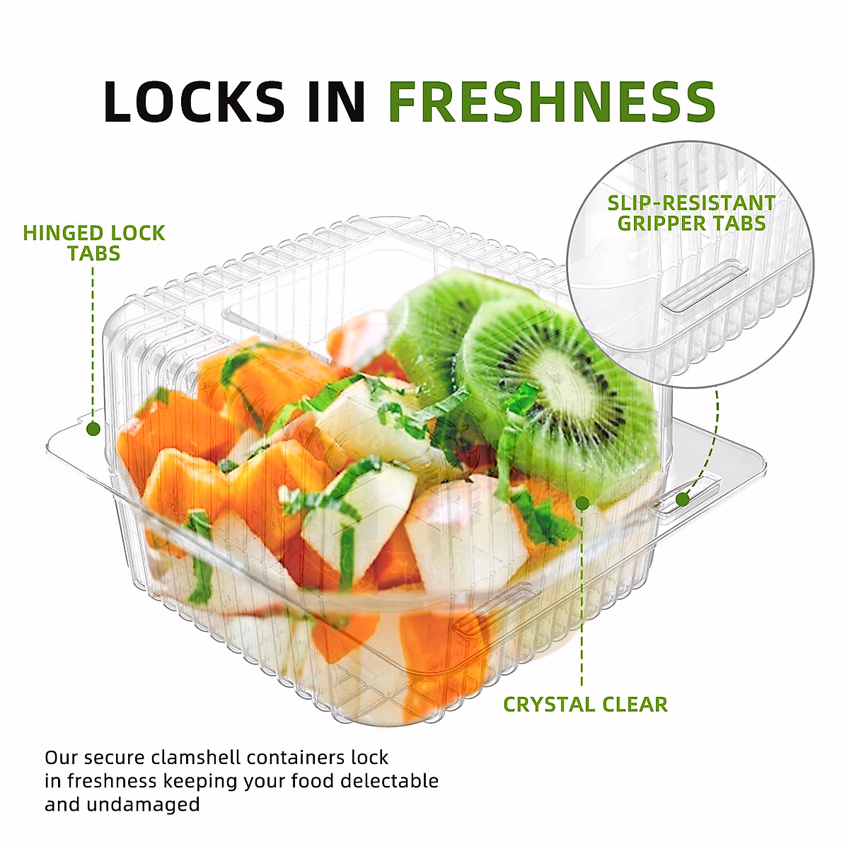 160 Pcs Clear Plastic Hinged Take Out Containers Disposable Clamshell Food Cake Containers with Lids 5.3 x 4.7 x 2.8 inch for Dessert, Cakes, Cookies, Salads, Pasta, Sandwiches