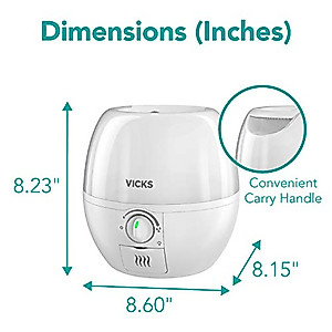 Vicks Filter-Free 3-in-1 SleepyTime Humidifier, Diffuser and Night-Light, Visible Ultrasonic Cool Mist Humidifier with Essential Oil Diffuser for Baby and Kids, White, Standard