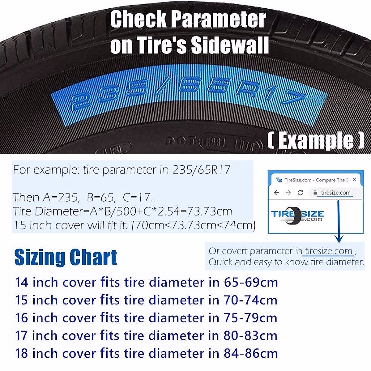 Spare Tire Cover, Wheel Cover with Wolf Print Waterproof Dust-Proof Universal Fit for Jeep, Trailer, RV, SUV, and Camper Van (14 Inch)
