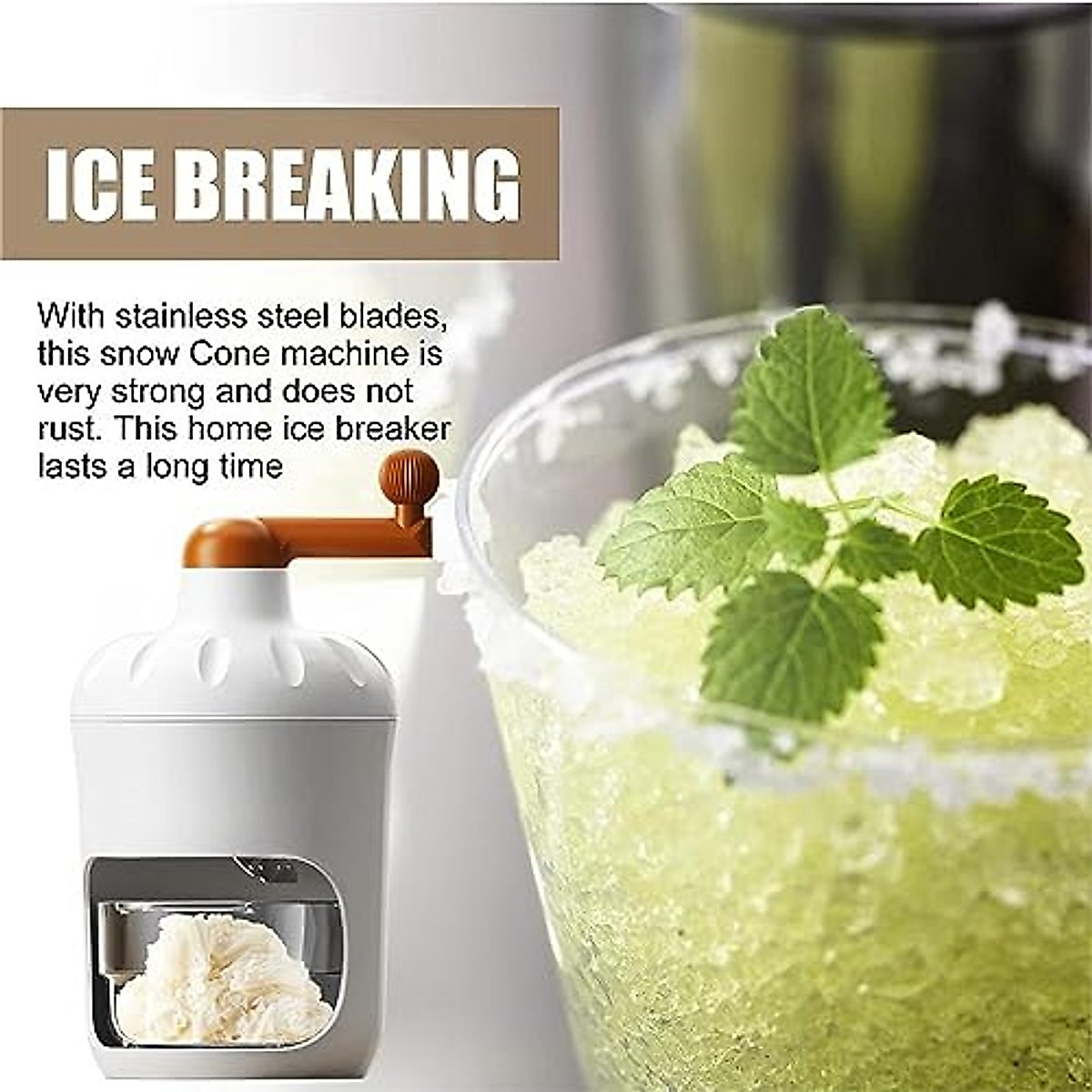 DIY Manual Shaved Ice Chopper, with 4 Ice Cube Molds, Snowcone Maker Thick Blade, Safe and Labor Saving, Snowcone Maker, Making Snowcones Ice Cream and Slushy