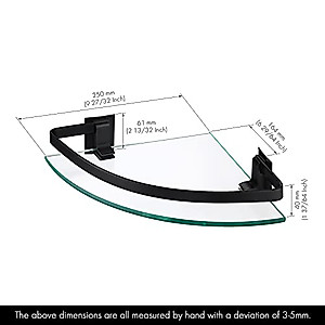 KES Bathroom Tempered Glass Shelf with Rail Extra 8 MM-Thick 2 Pack Aluminum Corner Triangle Storage Organizer Wall Mount Black, A4120A-BK-P2