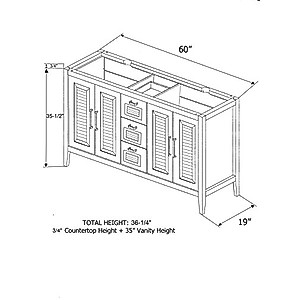 Hispania bath Madrid 60-inches Double Sink Bahtroom Vanity Solid Wood, Espresso, Cabinet, Crema Marfil Quartz Countertop and Double White Ceramic Undermount Sink, Made in Spain (European Brand)