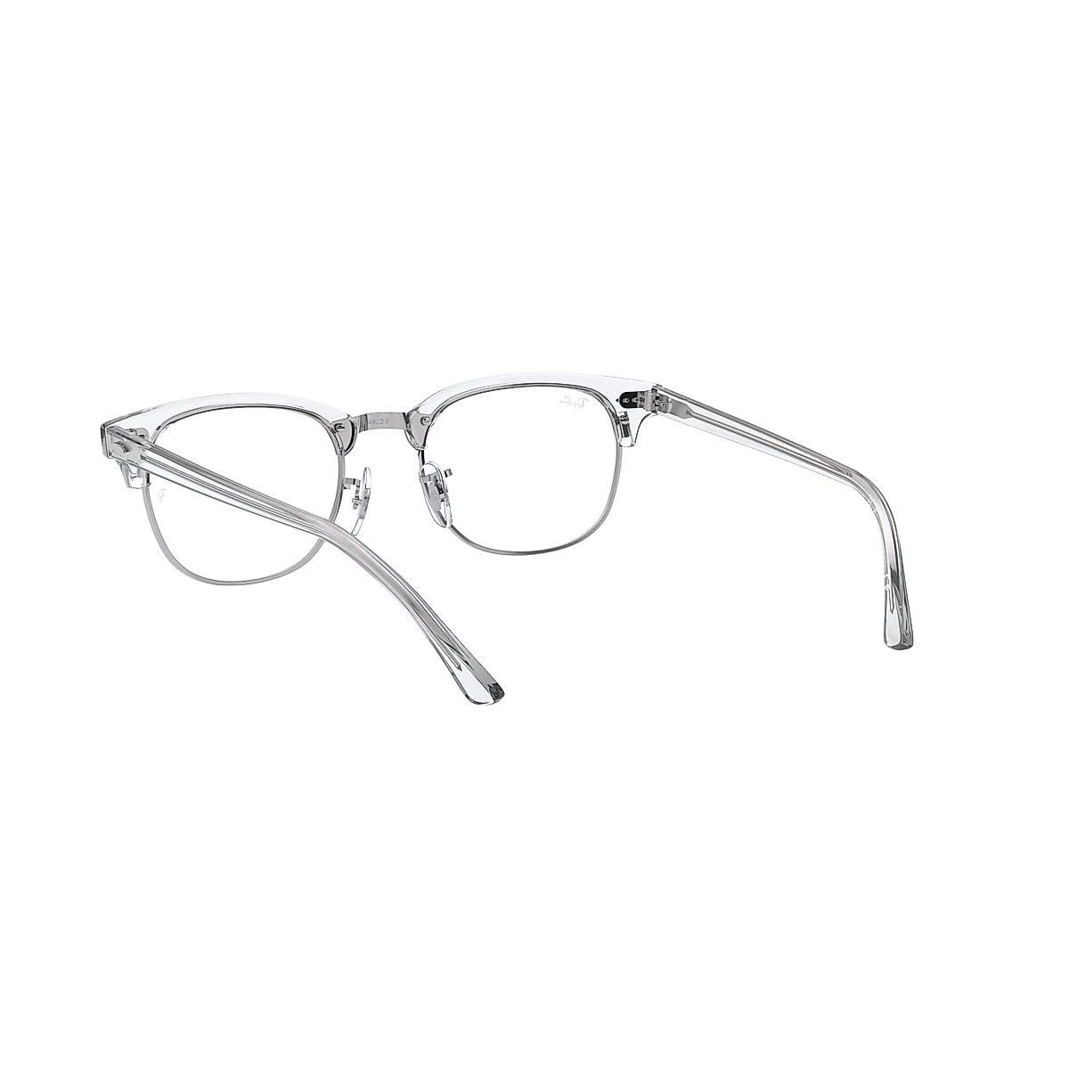 Ray-Ban RX5154 Clubmaster Square Prescription Eyeglass Frames, White Transparent/Demo Lens, 51 mm