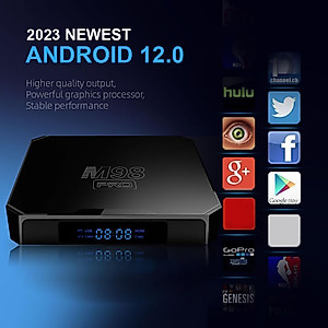 Android TV Box, M98PRO 12.0 4GB RAM 32GB ROM 4K Ultra HD, AllWinner H618 64bit Support 3D USB HD H.265 2.4/5GHz Dual WiFi Ethernet & Intelligent Control Interface for Android Box