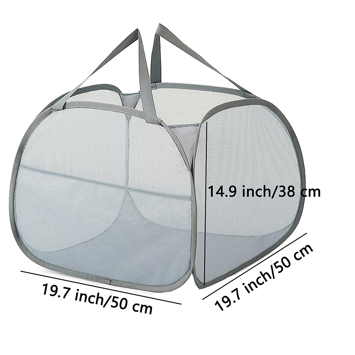 Kimmama Large Collapsible Mesh Laundry Basket,Foldable Pop Up Laundry Hamper with Side Pocket,Removable Clothes Storage Bin with Handle for Laundry Room,College Drom,Bathroom,Kid Room,Travel,95L