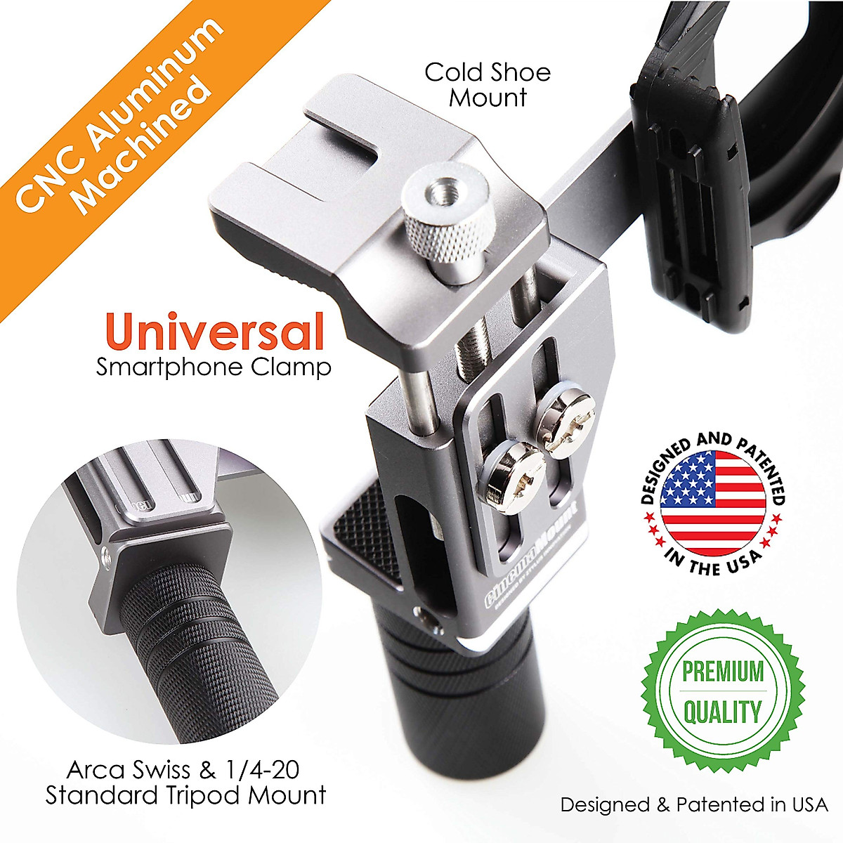 Ztylus Cinema Mount Smartphone GND Filter Kit with Phone Clip for iPhone, Samsung (S: Cinema Mount Rig + GND Filter)