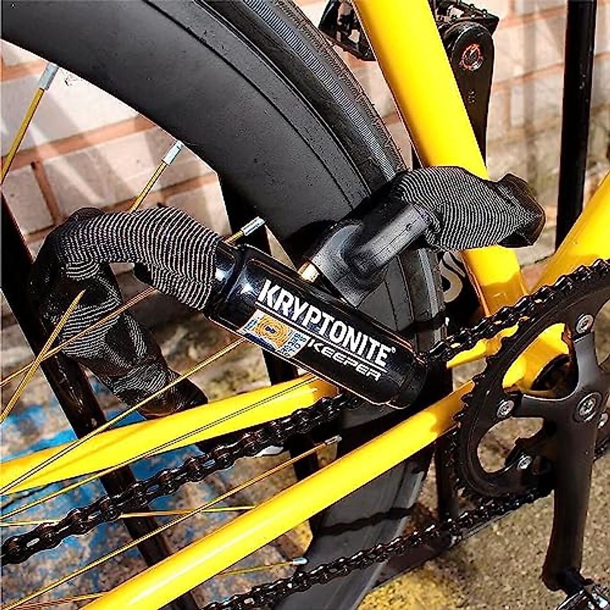 Kryptonite Keeper 585 Bike Chain Lock, 2.7 Feet Long Heavy Duty Anti-Theft Bicycle Chain Lock with Keys for Bike, Motorcycle, Scooter, Bicycle, Door, Gate, Fence,Black