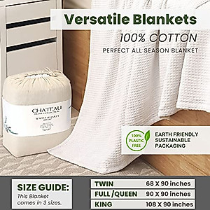 CHATEAU HOME COLLECTION Thermal Blankets, King Size Cotton Blanket for The Bed, Gifts for Women, Waffle Blankets King Size for King Bed, White Blanket, Plush Blanket for All Seasons