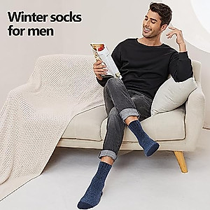 EXCELLENT THERMAL Merino Wool Socks Men, Winter Soft Thick Warm Socks for Men, Cozy Crew Hiking Socks Size 7-13(5 Pairs)