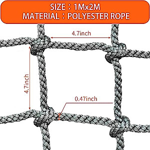 3.3' X 6.6' Polyester Playground Net, Heavy Duty Large Military Climbing Cargo Net, Kids Safety Protection Net, Rope Ladder, Swingset, for Kids & Adult, Indoor & Outdoor, Treehouse, Jungle Gyms …