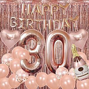 30th Birthday Decorations for her Rose Gold Party Supplies,30 Birthday Decorations for Women,30 Decor Balloons Rose Gold