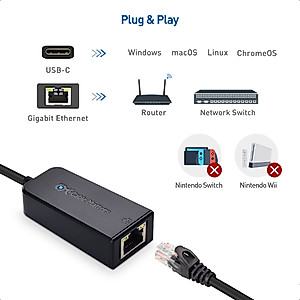 Cable Matters Plug & Play USB to Ethernet Adapter (USB 3.0 to Gigabit Ethernet) & Plug & Play USB C to Ethernet Adapter (Thunderbolt to Ethernet Adapter, Gigabit Ethernet to USB C) in Black