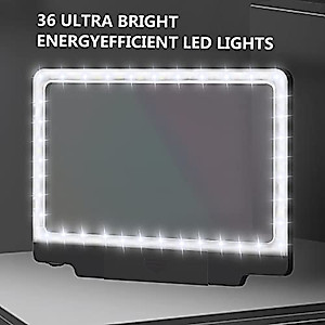 4X Magnifying Glass with 36 Adjustable LED Lights Provide Full-Page Viewing Area Evenly Lit Perfect for Low Vision Person and Seniors (Black)