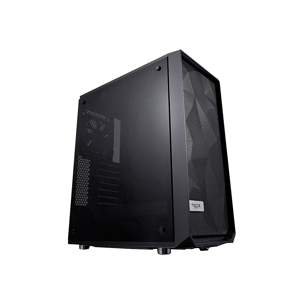 Fractal Design Meshify C - Compact Computer Case - High Performance Airflow/Cooling - 2X Fans Included - PSU Shroud - Modular Interior - Water-Cooling Ready - USB3.0 - Tempered Glass - Blackout