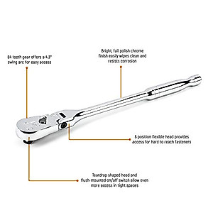 GEARWRENCH 1/2" Drive 84 Tooth Flex Head Teardrop Ratchet 17" - 81306A-07