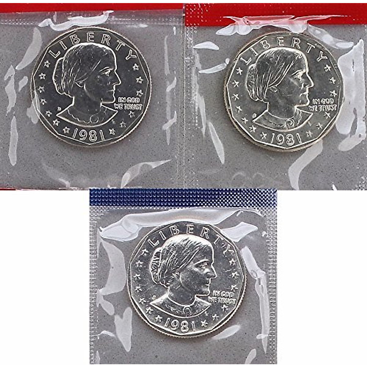 1981 Various Mint Marks P D & S Susan B. Anthony SBA Gem UNC BU Dollars Original Mint Cello Collection Uncirculated