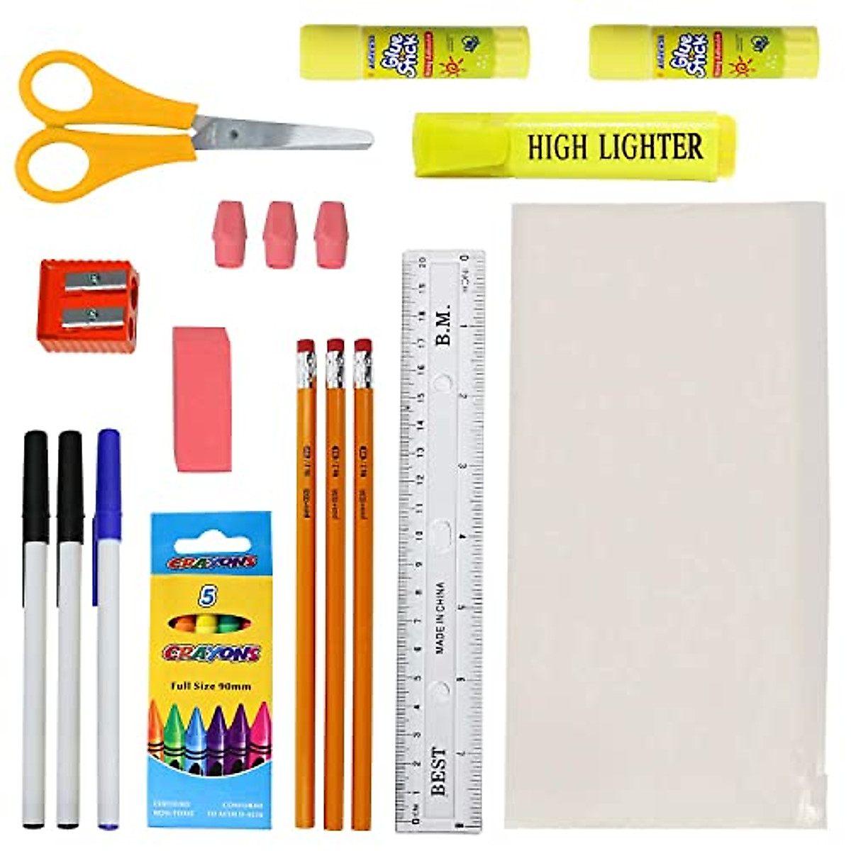 22 Piece Bulk School Supplies Kit for K-12 - Essential Box of School Supplies for Elementary, Middle, and High School Students
