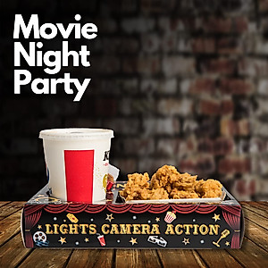 Pecopcock 20 Pcs Movie Night Paper Snack Trays Movie Night Party Favors Cinema Theme Party Birthday Party Supplies Red Carpet Party Family Movie Popcorn&Drink&Candy Box