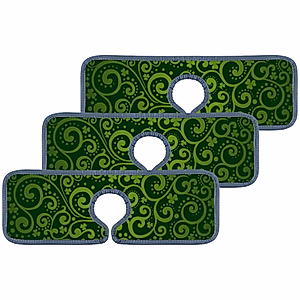 Kitchen Faucet Mats 3 Pieces St.Patrick's Day Green Shamrock Curls Absorbent Faucet Sink Splash Guard Bathroom Counter and RV,Faucet Counter Sink Water Stains Preventer