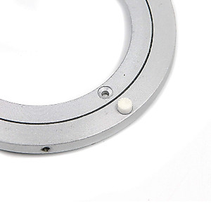 Quluxe 4.7 Inch Lazy Susan Turntable Ring, Aluminium Alloy Heavy Duty Rotating Turntable Bearing Swivel Plate for Dining Table- Silver (Pack of 2）