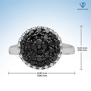 JEWELEXCESS Sterling Silver 1 Carat Black & White Diamond Ring for Women | Diamonds for Everyday Womens Wear