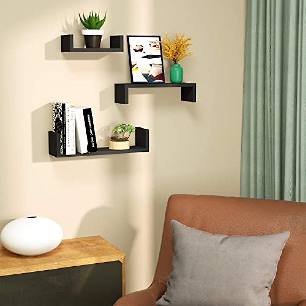 SRIWATANA U Shelves Set of 3 and 2-Tier Floating Shelf（Contains 2 Items）