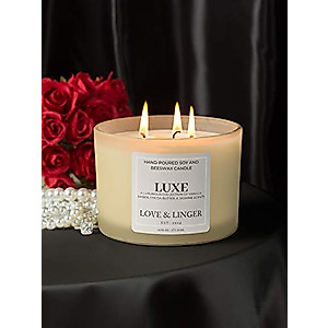 Luxury Candle | Luxe Candles | Soy & Beeswax Candles for Home | 16 oz. Large Jar 3 Wick Candle | Unique Candles | Candle Gift for Women | Bridesmaid Candle Gift