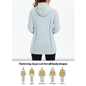 BALEAF Women's Long Fleece Jacket Full Zip Polar Fleece Hoodie Soft Lightweight Winter Coat Light Grey M