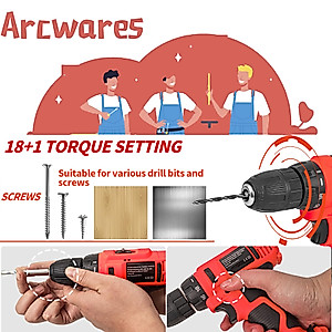 346Pcs Tool Sets, 18V Electric Power Drill Set, Cordless Drill for Men, Household Home DIY Hand Tool Kits,18+1 Clutch Cordless Power Drill Set for Thanksgiving, Christmas,Father's Day (Silver)