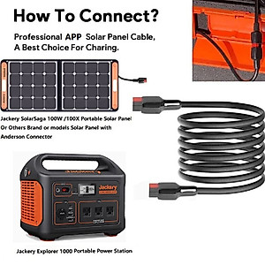 MJPOWER 10Ft Jackery Solar Extension Cable 14AWG Anderson Connector Plug DC Solar Panel Extension Cord Connect Jackery SolarSaga 100W/100X Solar Panel to Jackery Explorer 1000 Portable Power Station