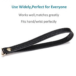 UTreers Wristlet Strap, Genuine Leather Keychain Wristlet KeyChain Hand Strap for Wallet Purse Clutch Cellphone Wristlet Key (A Black)