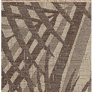 Gertmenian Indoor Outdoor Area Rug, Classic Flatweave, Washable, Stain & UV Resistant Carpet, Deck, Patio, Poolside & Mudroom, 5x7 Ft Standard, Royal Palm Leaf, Tan