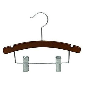 Only Hangers Walnut Wooden Baby Hanger w/Clips 10" (50)