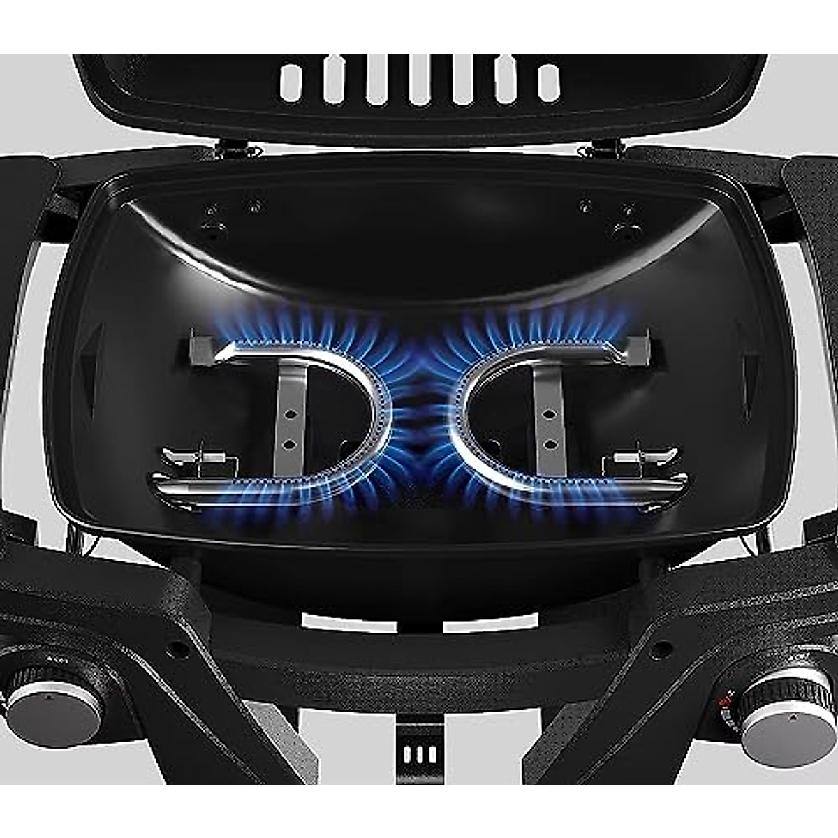 Kukoofyer 12" Outdoor Pizza Oven Kit, Red Portable Propane Gas Grill with 2-Burner