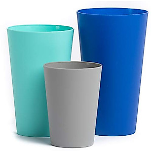 Klickpick Home Multi Size 10 Ounce 15 Ounce 20 Ounce - 12 Piece Kids Cups Premium Quality Plastic Beverage Tumblers Cup Reusable Cups Dishwasher Safe BPAFree In 4 Coastal Colours