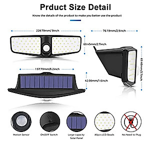 YOOMAO 100 LED Super Bright Outdoor Solar Lamp PIR Motion Sensor IP65 Waterproof Wall Light 270 ° Wide-Angle Lighting Garden Lights