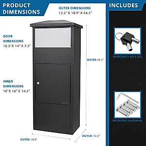 Barska Large Package Delivery Parcel Mail Steel Drop Box for Porch with Tamper-Resistant Drop Slot & Key Lock