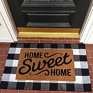 MUBIN Cotton Buffalo Plaid Rug 27.5 x 43 Inches Black and White Check Rugs Hand-Woven Indoor or Outdoor Rugs for Layered Door Mats Washable Carpet for Front Porch, Kitchen, Farmhouse, Entryway