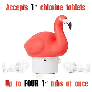 XY-WQ Flamingo Chlorine Floater for 1" Tab ONLY, Mini Floating Pool Chlorine Dispenser