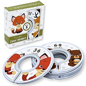 HarperLynn Baby Closet Size Dividers - Set of 8 Woodland Animal Nursery Clothes Organizers - Newborn Infant to Toddler - Fox Bear Designs