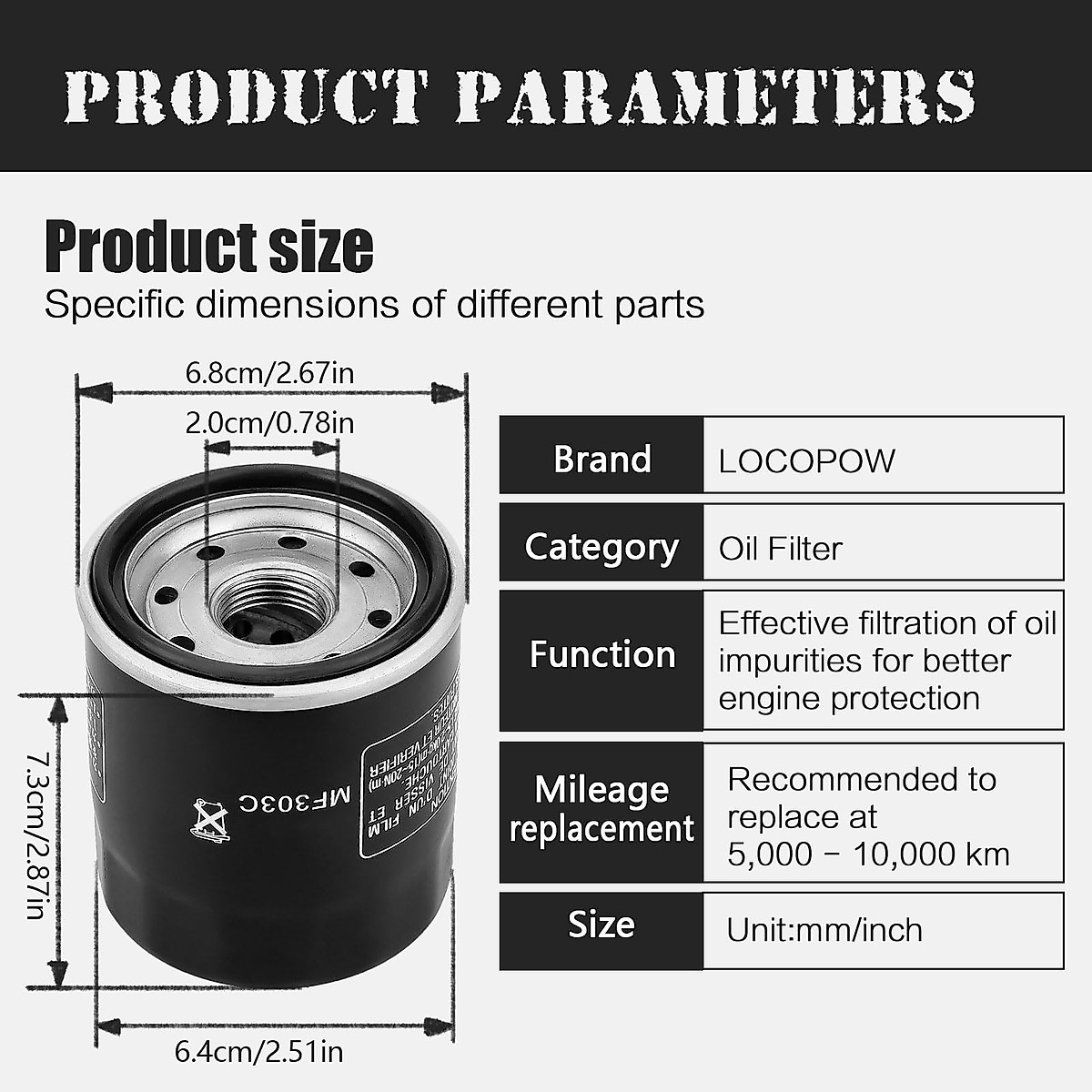 LOCOPOW F115 Oil Filter for Yamaha 5GH-13440-71-00 5GH-13440-00-00 5GH-13440-70-00 3R0076150M 18-7911-1 F100 F15 F25 F30 F40 F50 F60 F70 F75 F80 Yamaha, Honda, and Nissan/Tohatsu 9.9-115 HP Outboards