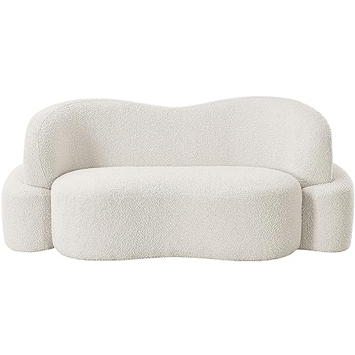 Meridian Furniture 108Cream-L Principessa Collection Modern | Contemporary Loveseat with Rich Cream Boucle Fabric, Curved Seat and Back, 68" W x 35" D x 29" H, Cream