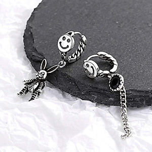 HZJCC asymmetric Rabbit drop earrings for women long chain Silver plated punk earrings Jewelry