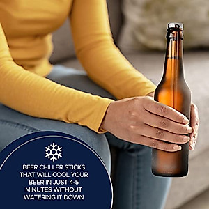 Magnetic Beer Opener & Beer Chiller Sticks for Bottles Set by Setoris- Stainless Steel Automatic Bottle Cap Opener and 2 Chilling Sticks for Cold Beer- Cool Beer Gadget & Accessory Gift Set for Men