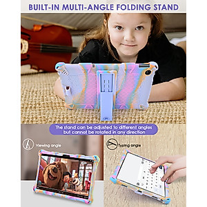 DETUOSI Silicone Case for Lenovo Tab M10 Plus 10.6 inch 2022 3rd Gen (TB-125F/TB-128F), Slim Lightweight Folding Stand Cover, Soft Protective Cover with Strap & Stylus Pen, Dazzle Rose Red & Purple