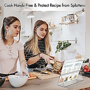 Srenta Durable Acrylic Cookbook Stand Transparent Easy Viewing iPad/Tablet Holder, Great for Cooking/Baking Without Making Your Cook Book Dirty.