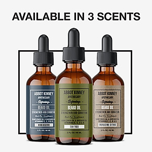 ABBOT KINNEY APOTHECARY Softening Beard Oil, Strengthens and Conditions Beards, Blend of Natural Oils, 2 oz (Tea Tree)
